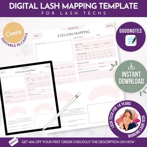Eyelash Mapping, Lash Tech, Digital Template, Eyelash Artist, Eyelash ...