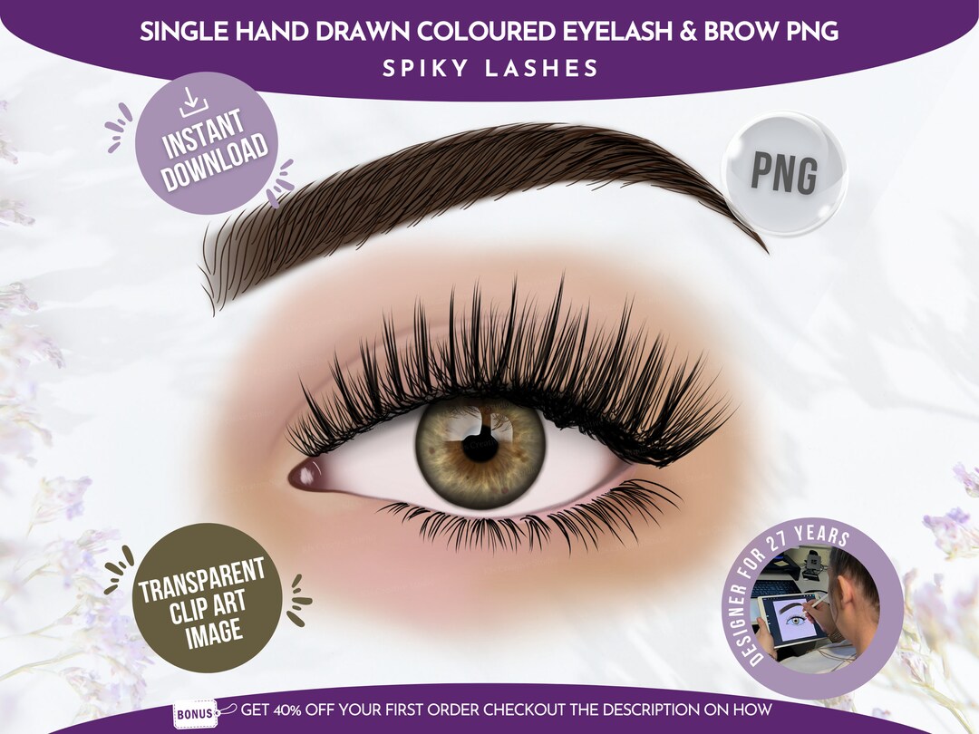 Hand Drawn Spiky Eyelash & Brow PNG Eyelash Image, Lash Artist ...