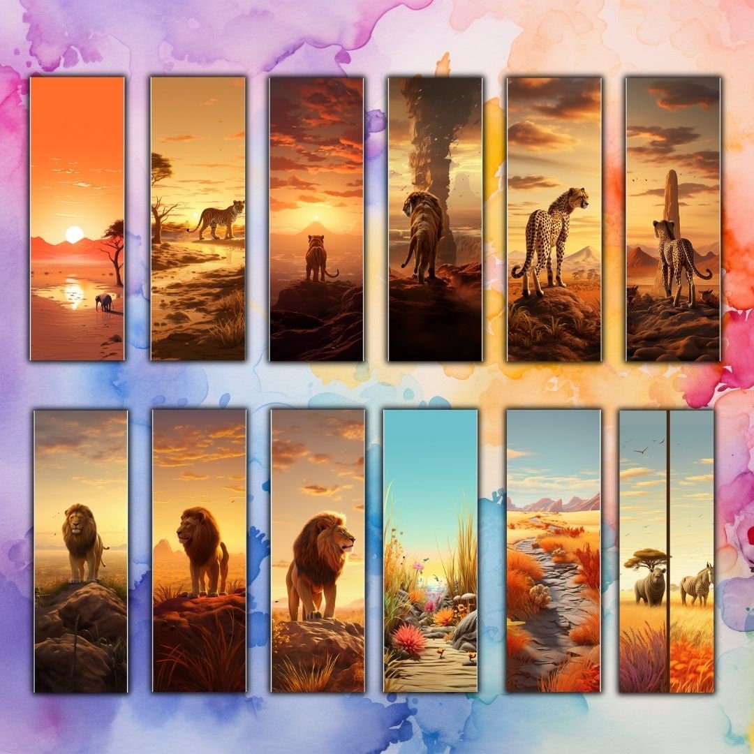 50 SAFARI Printable Bookmarks/ Digital Bookmark/ Design Bookmarks/ Gift ...