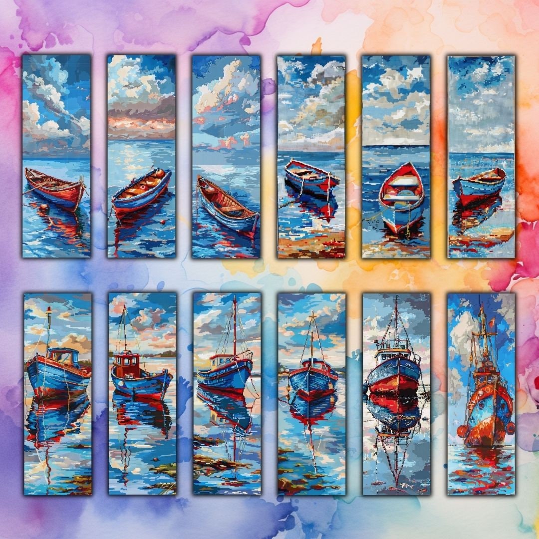 50 BOAT Printable Bookmarks/ Digital Bookmark/ Design Bookmarks/ Gift ...