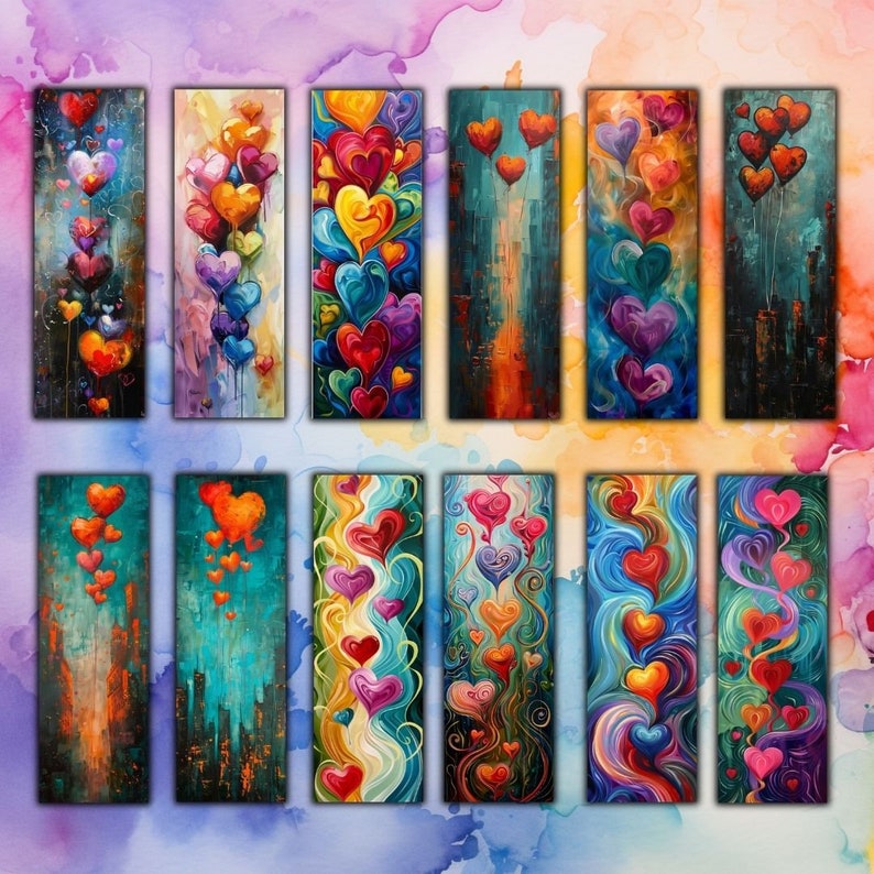 50 EXTRAVAGT HEART Printable Bookmarks/ Digital Bookmark/ Design ...