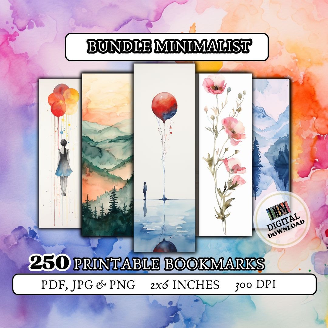 250 MINIMALIST Printable Bookmarks/ Digital Bookmark/design Bookmarks ...