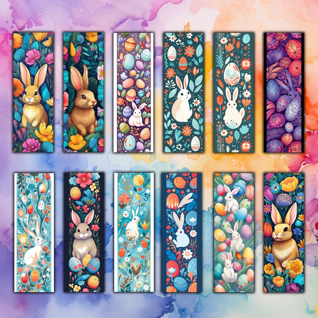 50 EASTER Printable Bookmarks/ Digital Bookmark/ Easter Bookmark/design ...
