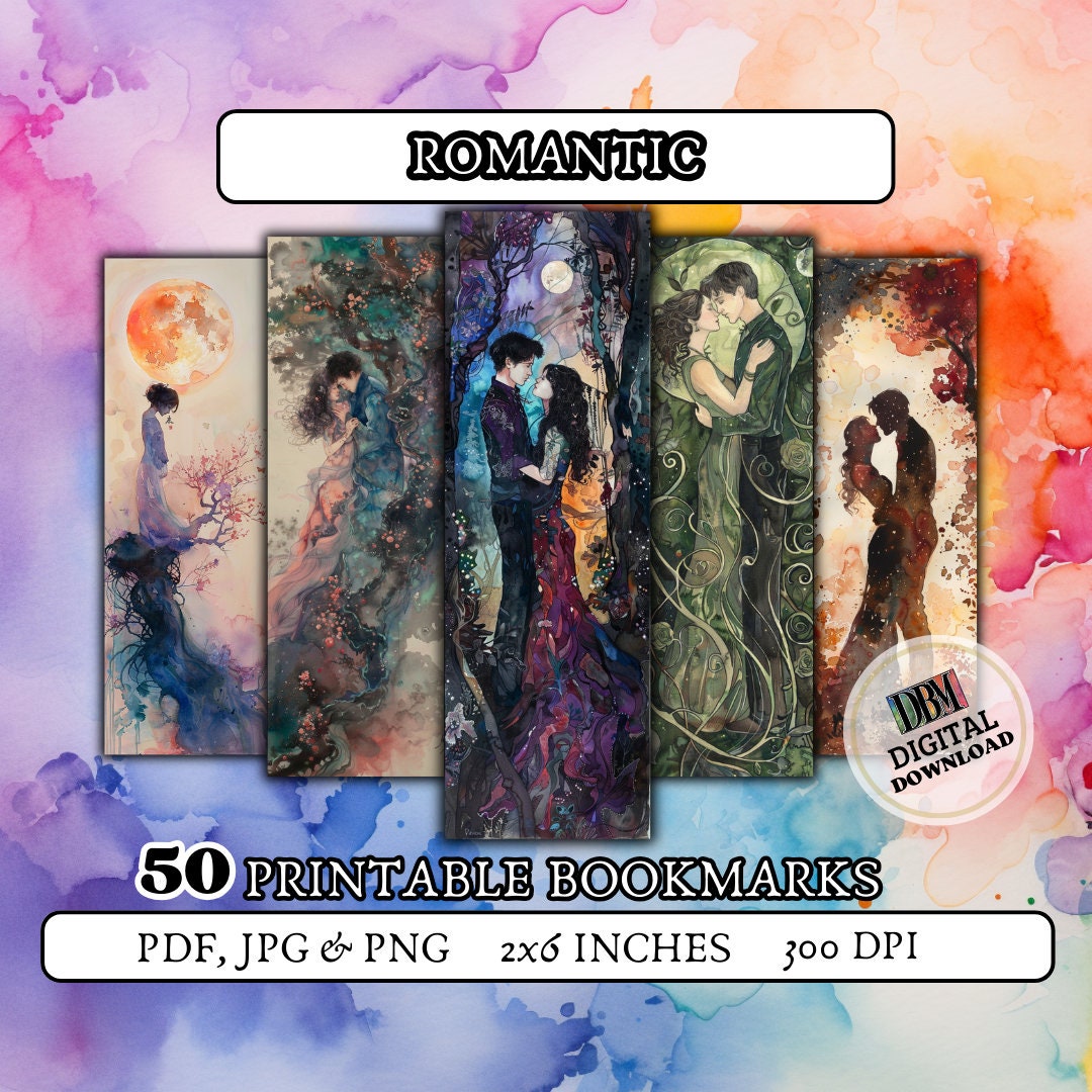 50 ROMANTIC Printable Bookmarks/ Digital Bookmark/love Bookmarks ...