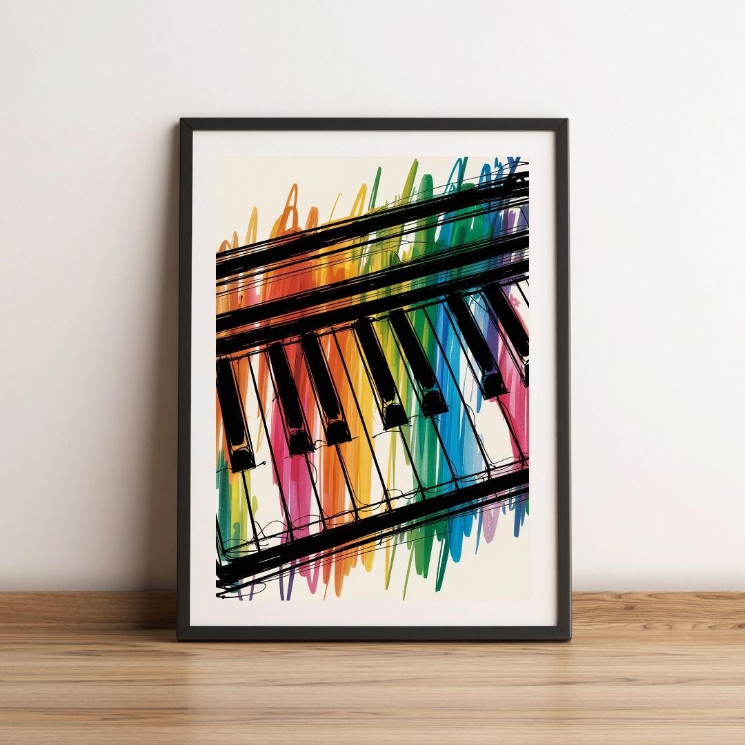 Rainbow Piano Keys Art Print / Abstract Music Wall Art / Colorful ...