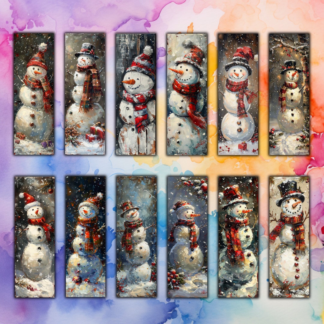 50 SNOWMAN Printable Bookmarks/ Digital Bookmark/snowman Bookmarks ...