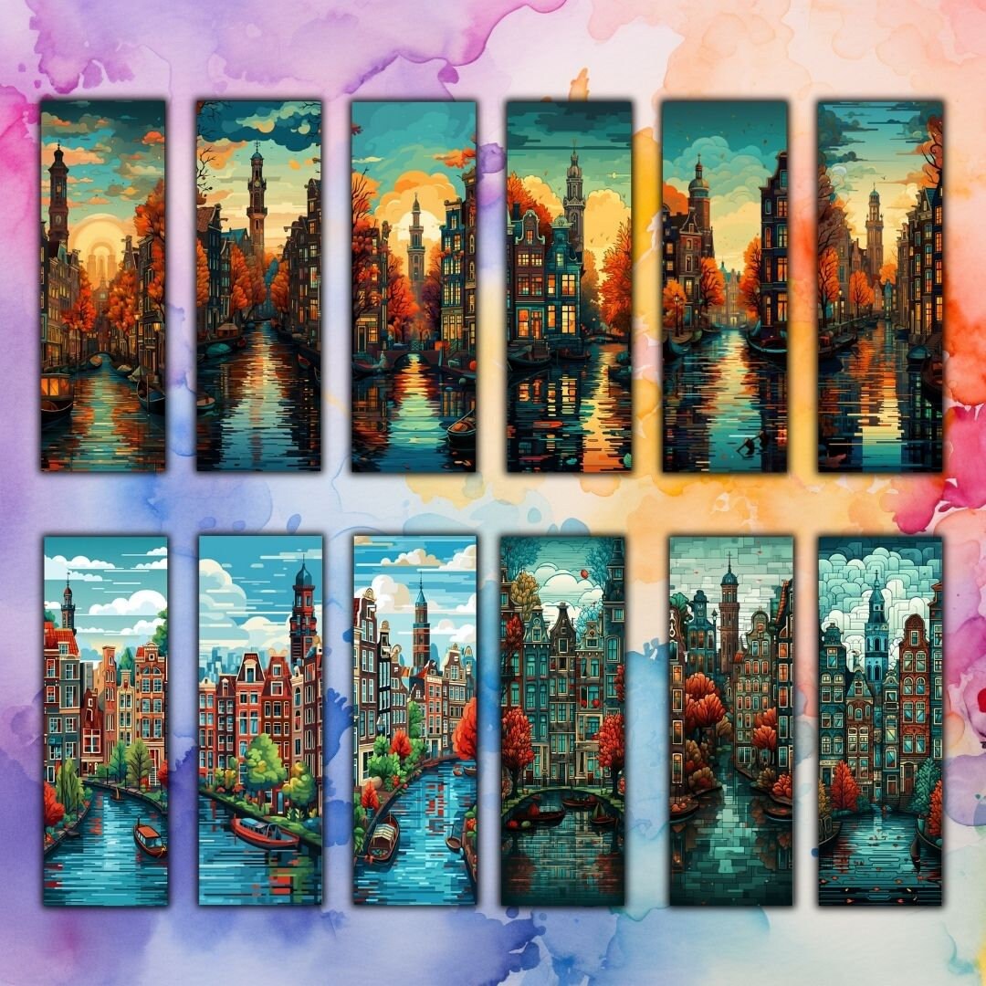 50 AMSTERDAM PIXEL ART Printable Bookmarks/digital Bookmark/design ...