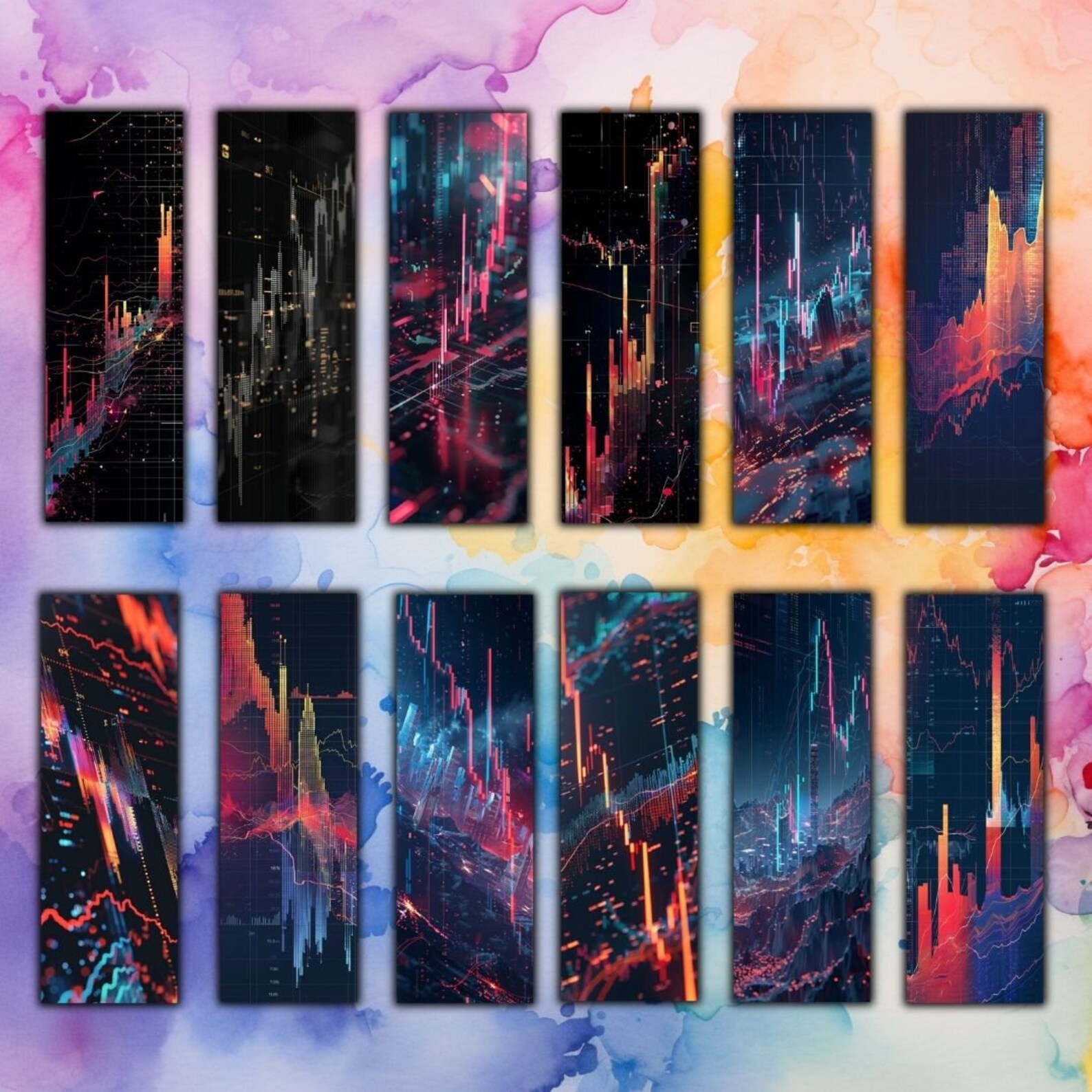 50 MARKET CHARTS Printable Bookmarks/ Digital Bookmark/bookmark Design ...
