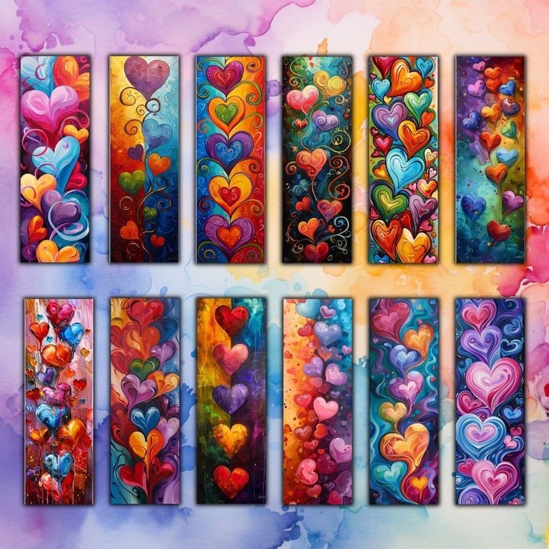50 EXTRAVAGT HEART Printable Bookmarks/ Digital Bookmark/ Design ...