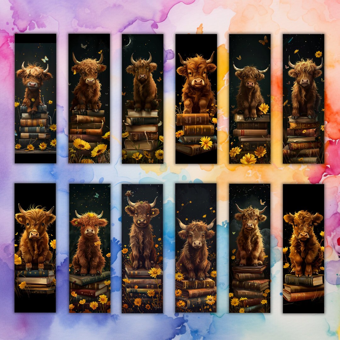 50 COW BOOK Printable Bookmarks/ Digital Bookmark/design Bookmarks ...