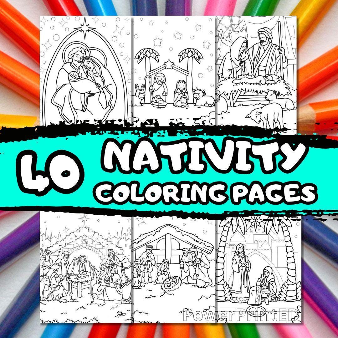 40 NATIVITY Coloring Pages/ Christmas Nativity Printable/ Religious ...