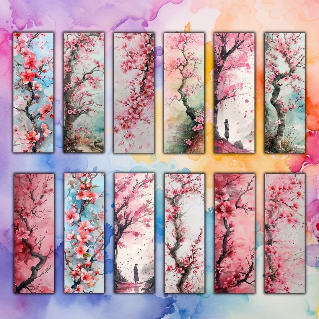 50 JAPANESE FLOWERS Printable Bookmarks/ Digital Bookmark/sakura ...