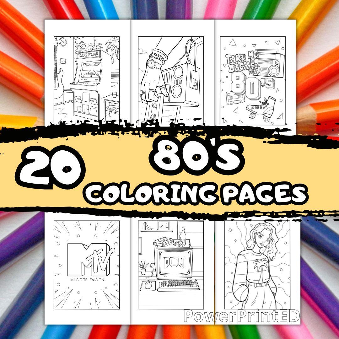 20 80s Coloring Pages / Retro Coloring Pages / Pop Culture Coloring ...