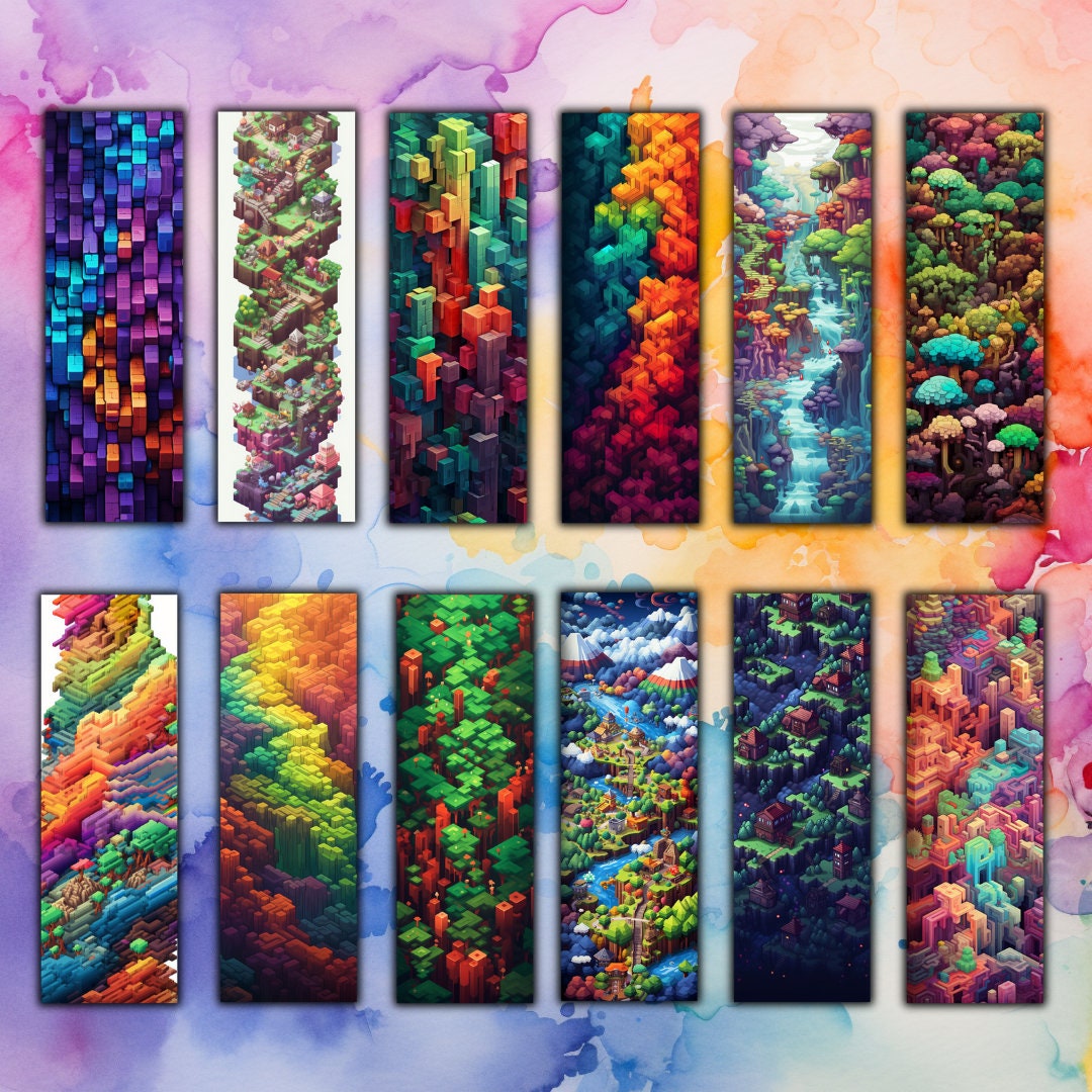 50 PIXEL-VOXEL Printable Bookmarks/ Digital Bookmark/ Pixel Bookmarks ...