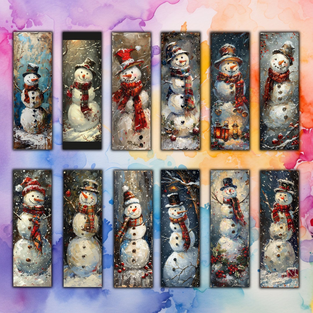 50 SNOWMAN Printable Bookmarks/ Digital Bookmark/snowman Bookmarks ...