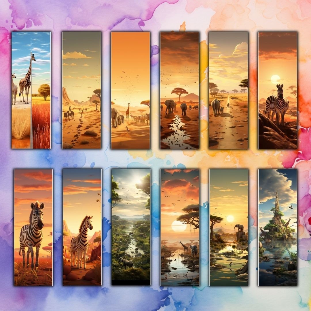 50 SAFARI Printable Bookmarks/ Digital Bookmark/ Design Bookmarks/ Gift ...