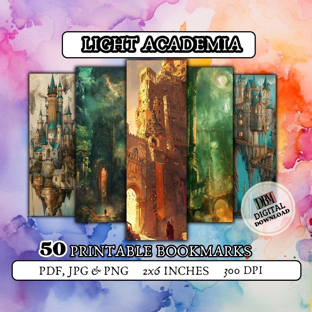 50 LIGHT ACADEMIA Printable Bookmarks/ Digital Bookmark/ Light Academia ...