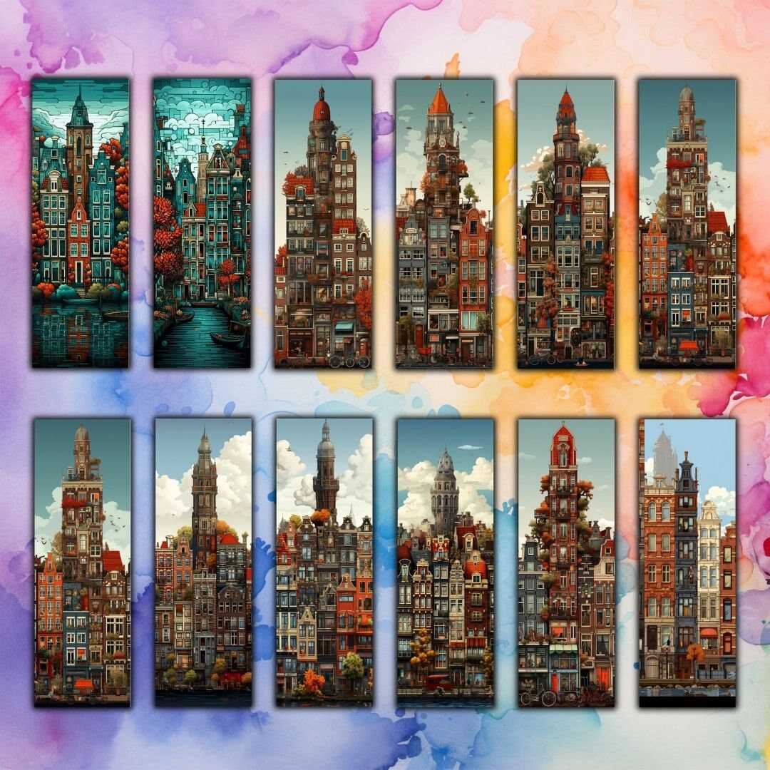 50 AMSTERDAM PIXEL ART Printable Bookmarks/digital Bookmark/design ...