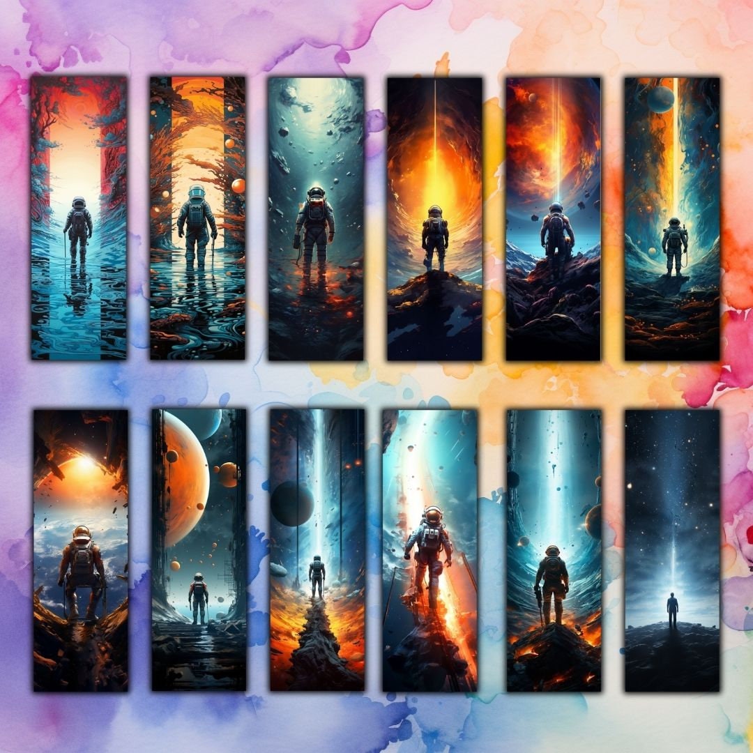 50 ASTRONAUT Printable Bookmarks/ Digital Bookmark/design Bookmarks ...