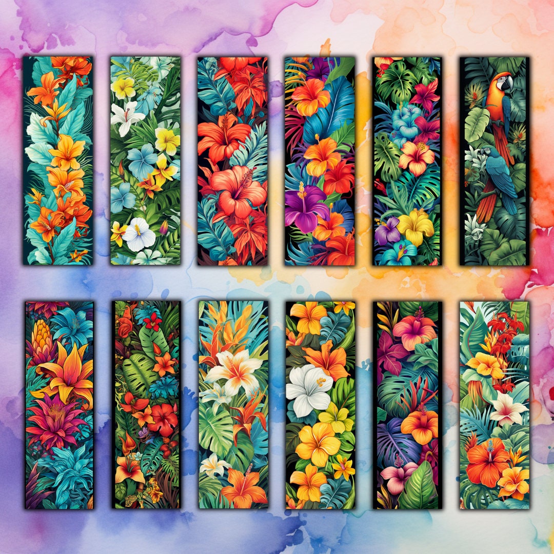 50 TROPICAL Printable Bookmarks/ Digital Bookmark/ Tropical Bookmarks ...