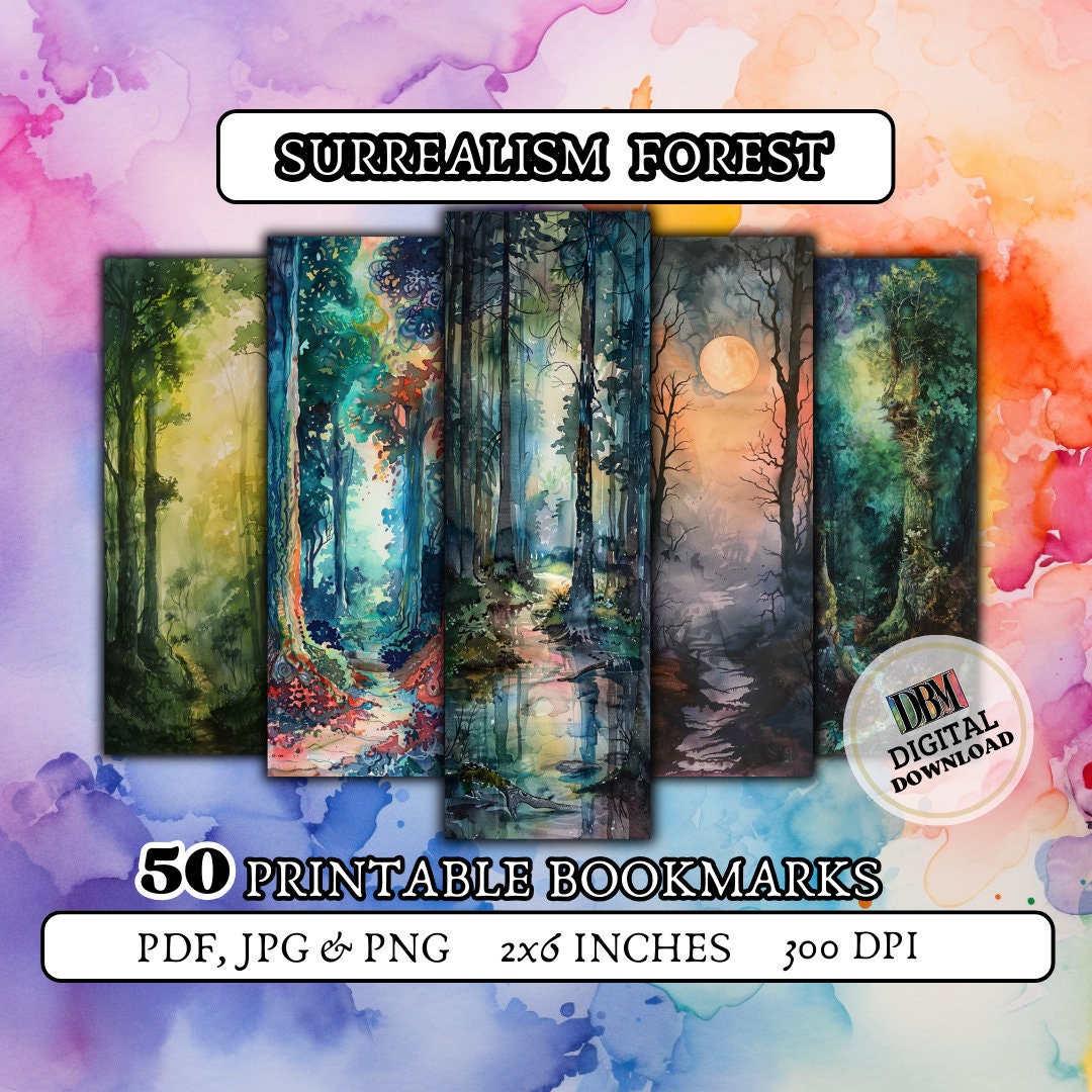 50 SURREALISM FOREST Printable Bookmarks/ Digital Bookmark/ Forest ...