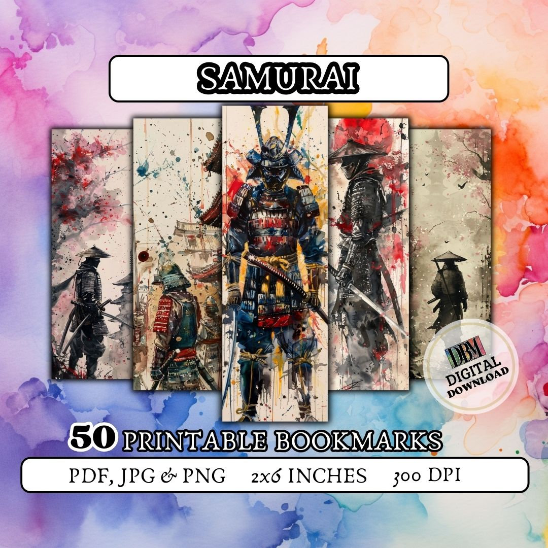 50 SAMURAI Printable Bookmarks/ Digital Bookmark/love Bookmarks ...
