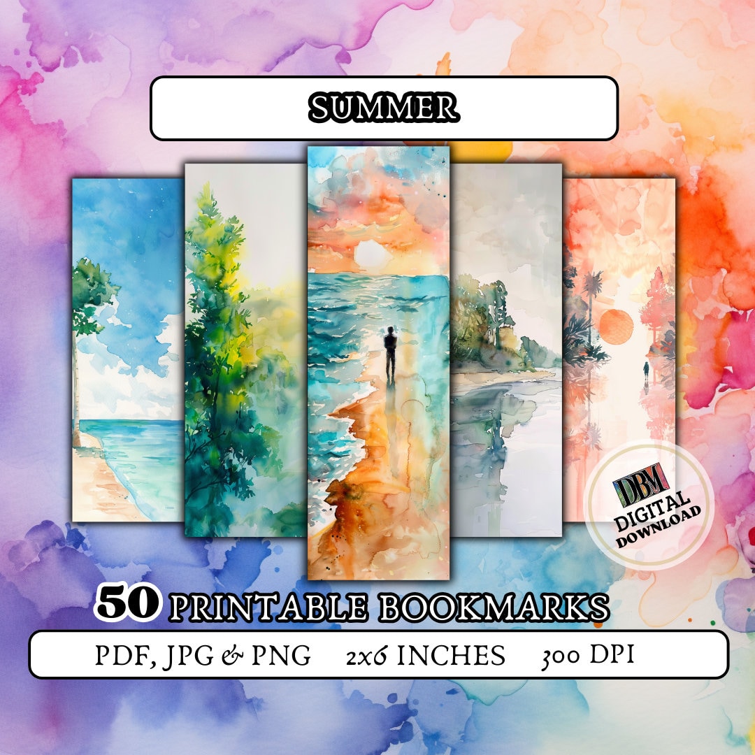 50 SUMMER Printable Bookmarks/ Digital Bookmark/nature Bookmarks ...