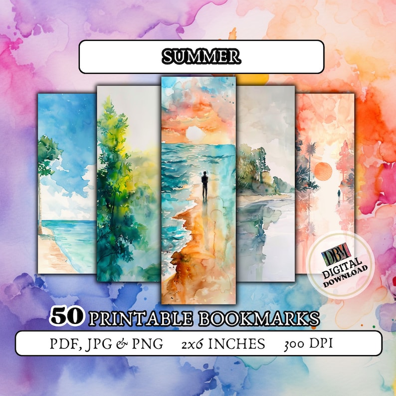 50 SUMMER Printable Bookmarks/ Digital Bookmark/nature Bookmarks ...