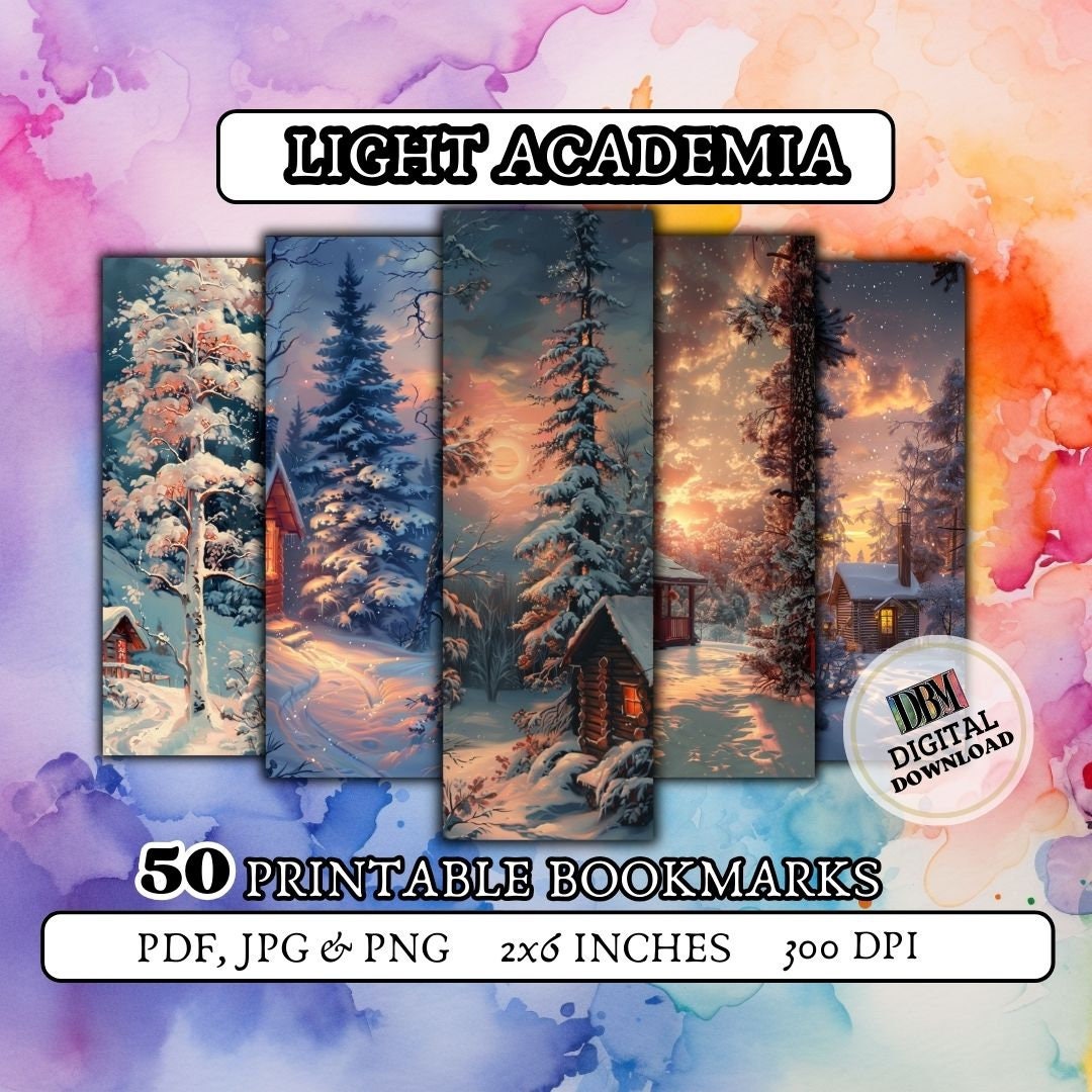 50 WINTER LANDSCAPE Printable Bookmarks/digital Bookmark/ Pixel ...