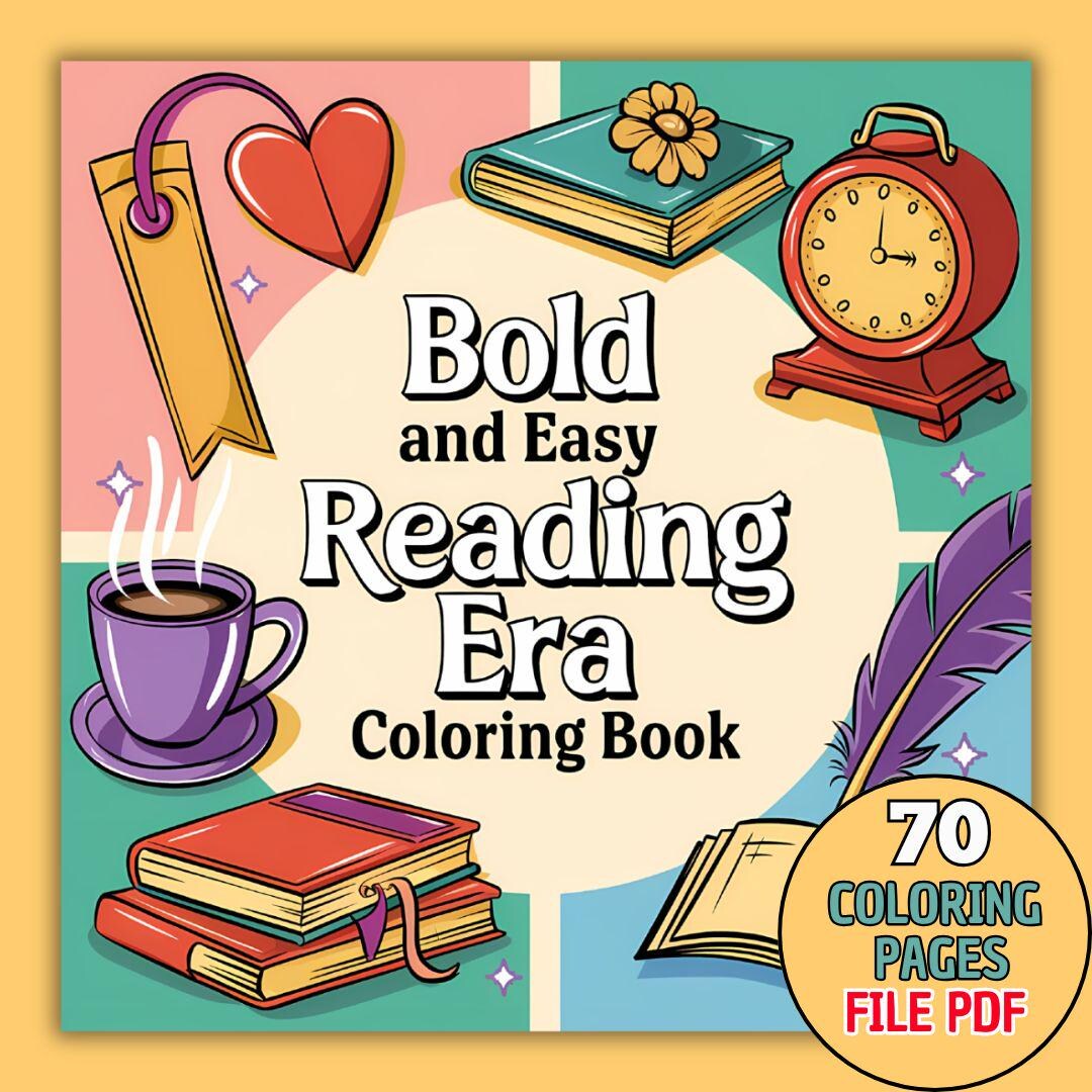 Bold and Easy Reading Coloring Book/ Relax Coloring Pages/ Girly ...