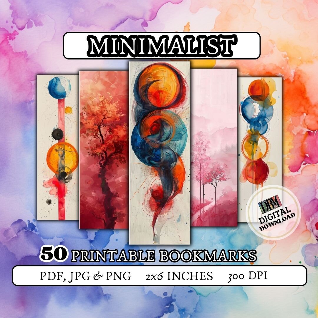 50 MINIMALIST Printable Bookmarks/ Digital Bookmark/design Bookmarks ...