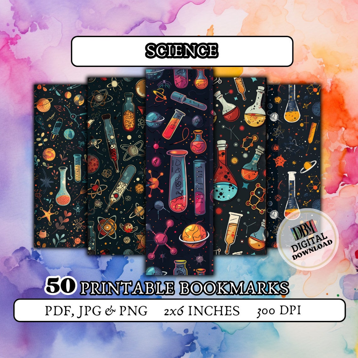 50 SCIENCE Printable Bookmarks/ Digital Bookmark/design Bookmarks ...