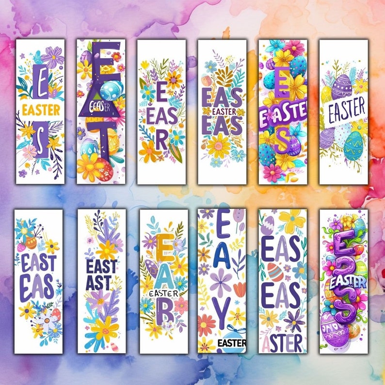 50 EASTER Printable Bookmarks/ Digital Bookmark/ Easter Bookmark/design ...