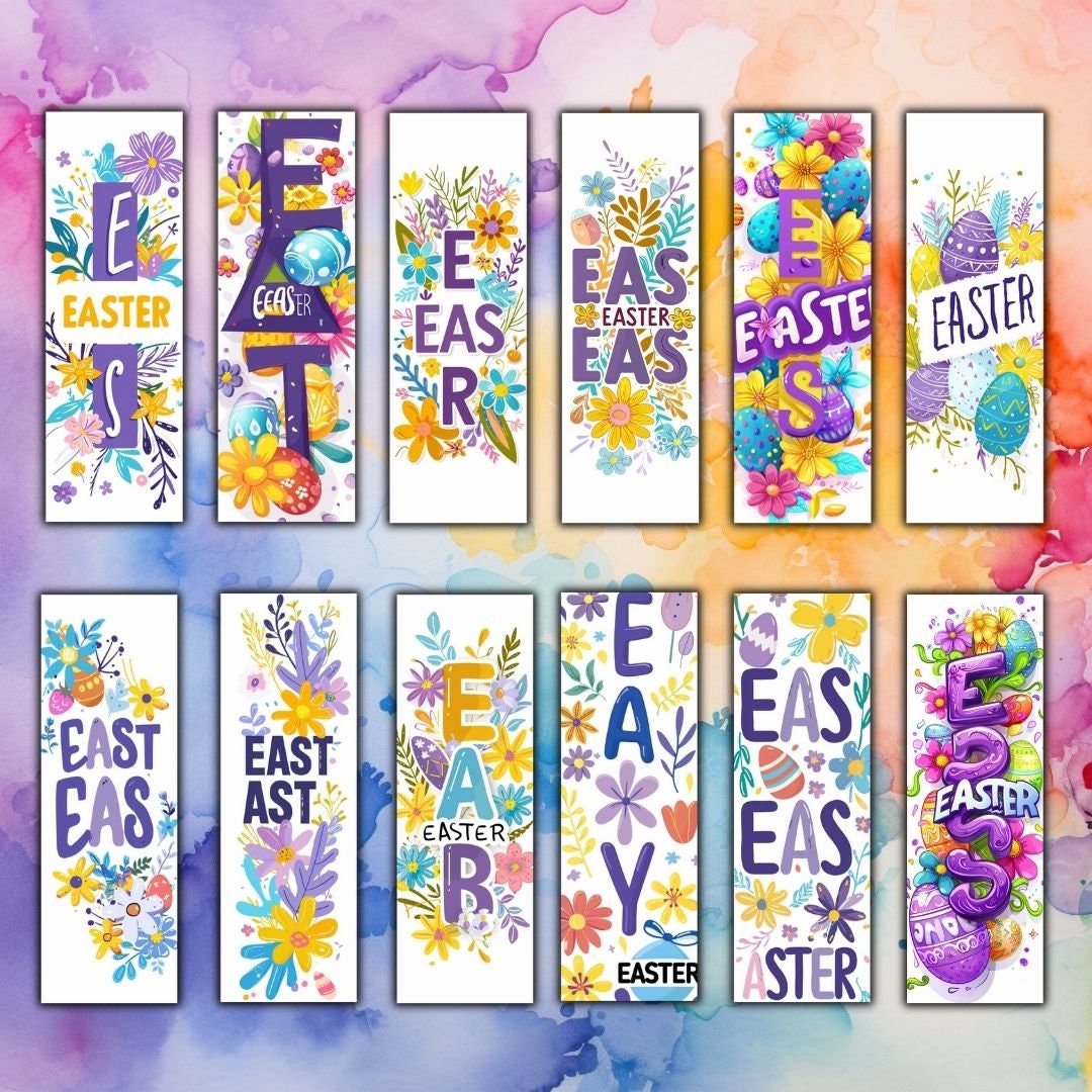 50 EASTER Printable Bookmarks/ Digital Bookmark/ Easter Bookmark/design ...