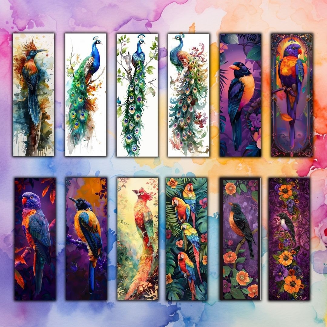 50 TROPICAL BIRDS Printable Bookmarks/ Digital Bookmark/ Bird Bookmark ...