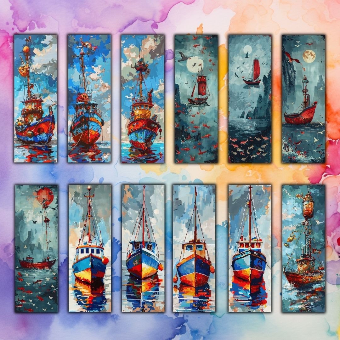 50 BOAT Printable Bookmarks/ Digital Bookmark/ Design Bookmarks/ Gift ...