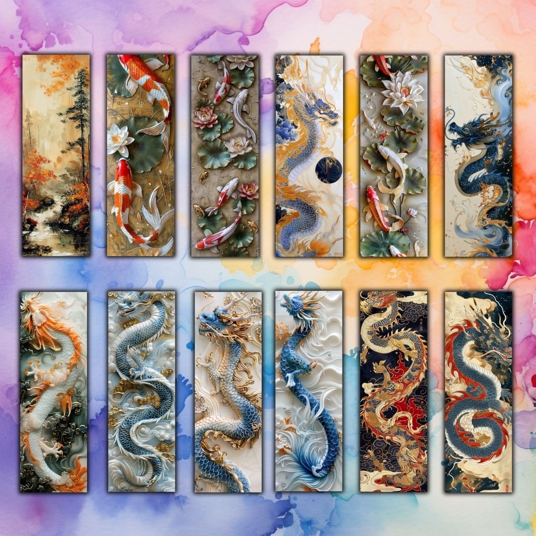 50 ASIAN SILK PAINTING Printable Bookmarks/ Digital Bookmark/ Geisha ...