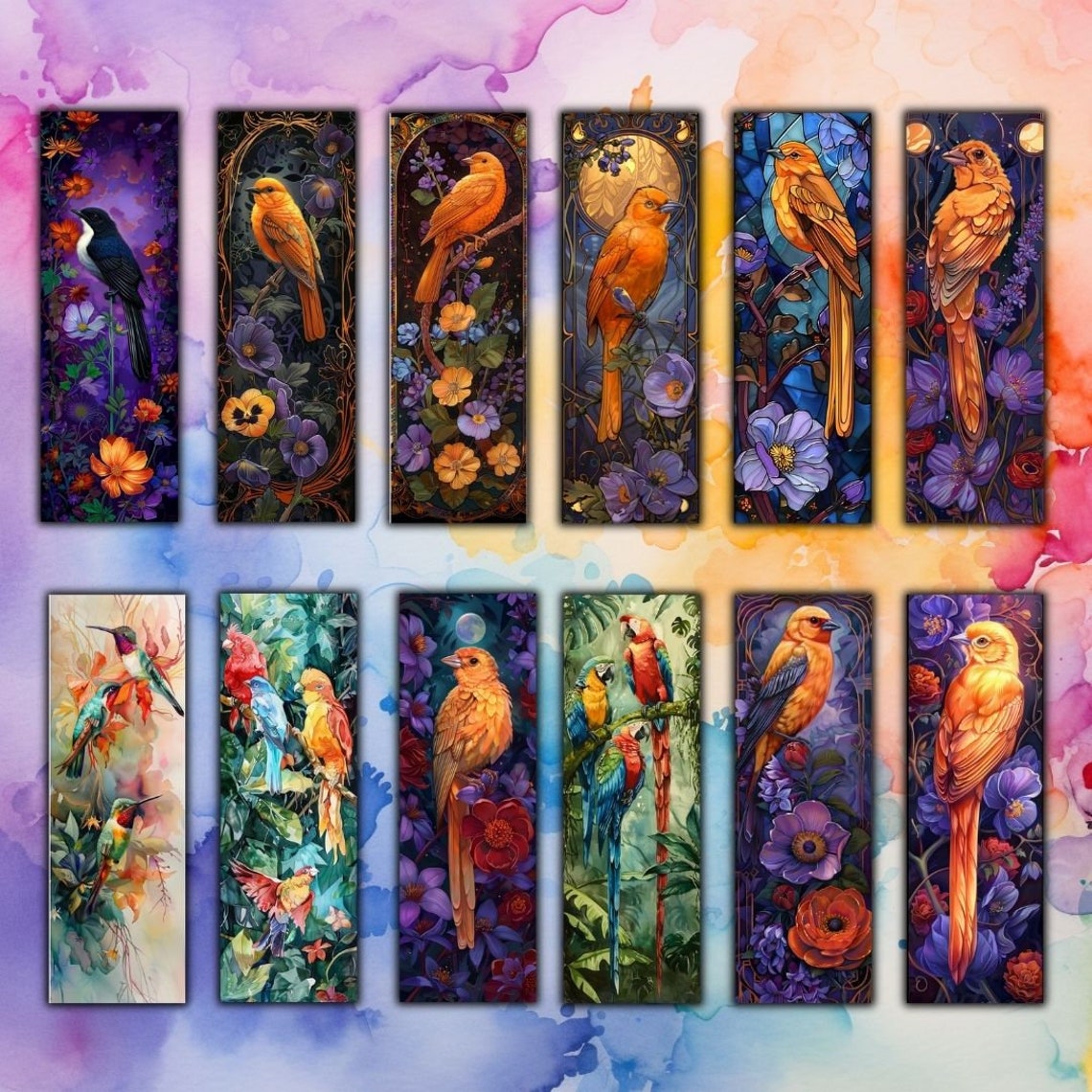 50 TROPICAL BIRDS Printable Bookmarks/ Digital Bookmark/ Bird Bookmark ...