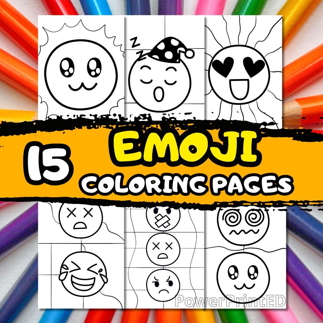 15 EMOJI Coloring Pages/ Easy Coloring Pages/ Toddler Coloring Pages ...