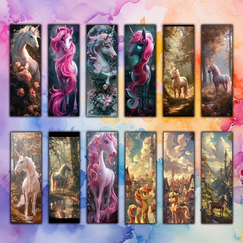 50 LITTLE PONY PASTEL Printable Bookmarks/digital Bookmark/ Watercolor ...