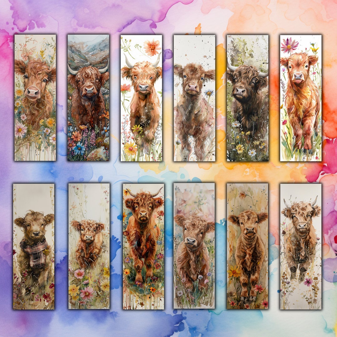 50 BROWN COW Printable Bookmarks/ Digital Bookmark/ Cute Animals ...