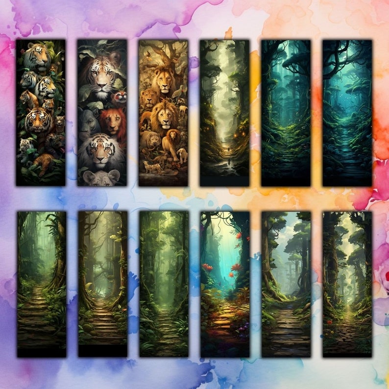 50 JUNGLE Printable Bookmarks/digital Bookmark/design Bookmarks/instant ...