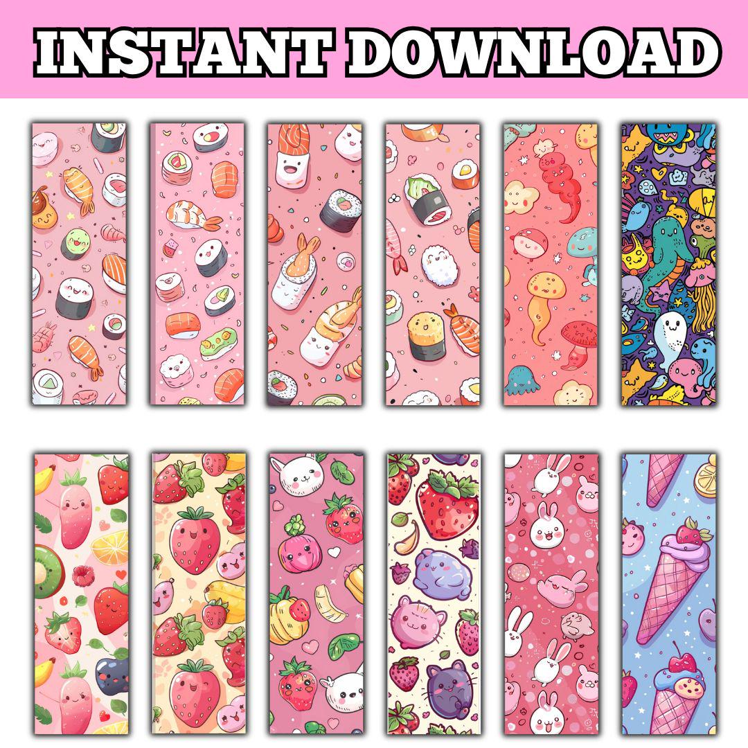 50 KAWAII Printable Bookmarks/ Digital Bookmark/design Bookmarks/kawaii ...