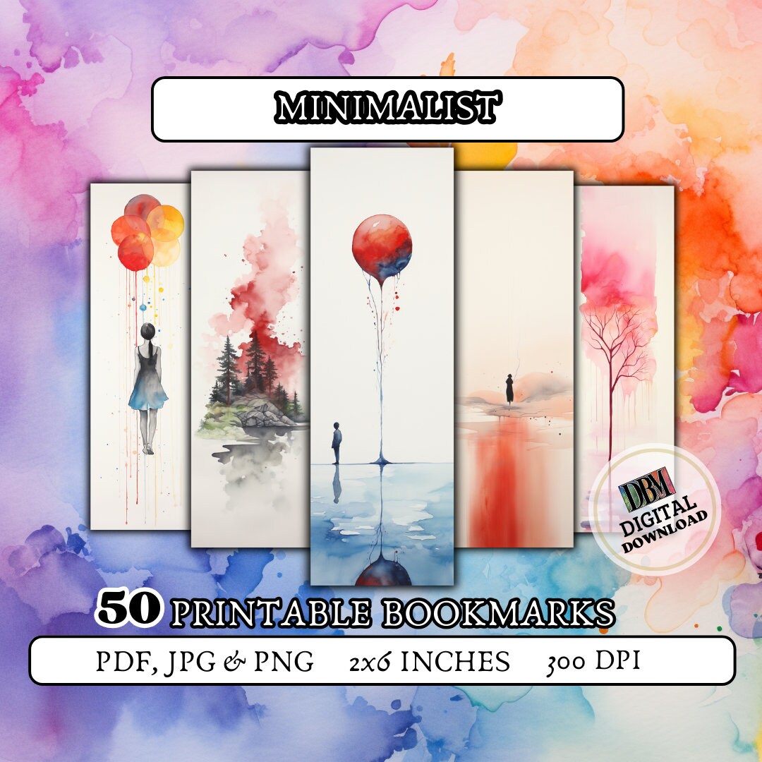 50 MINIMALIST Printable Bookmarks/digital Bookmark/design Bookmarks ...