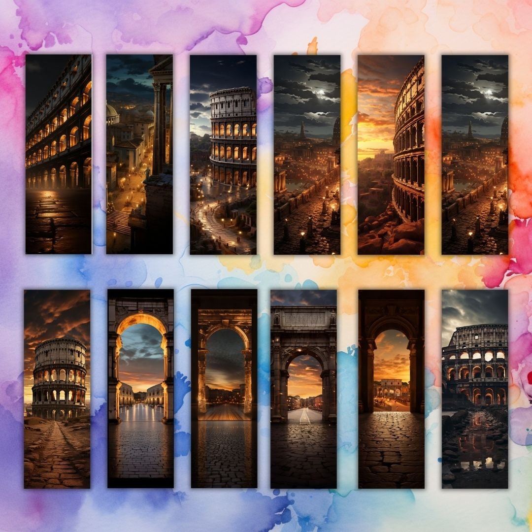 50 ROME COLOSSEUM Printable Bookmarks/ Bookmark for Women/ Watercolor ...