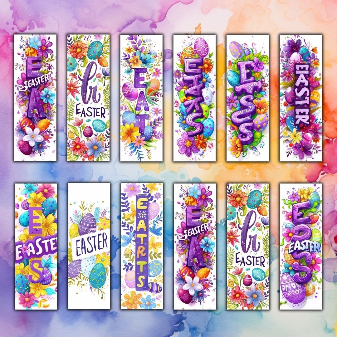 50 EASTER Printable Bookmarks/ Digital Bookmark/ Easter Bookmark/design ...