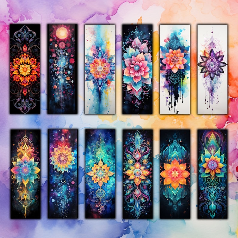 50 MANDALA Printable Bookmarks/ Digital Bookmark/ Design Bookmarks ...