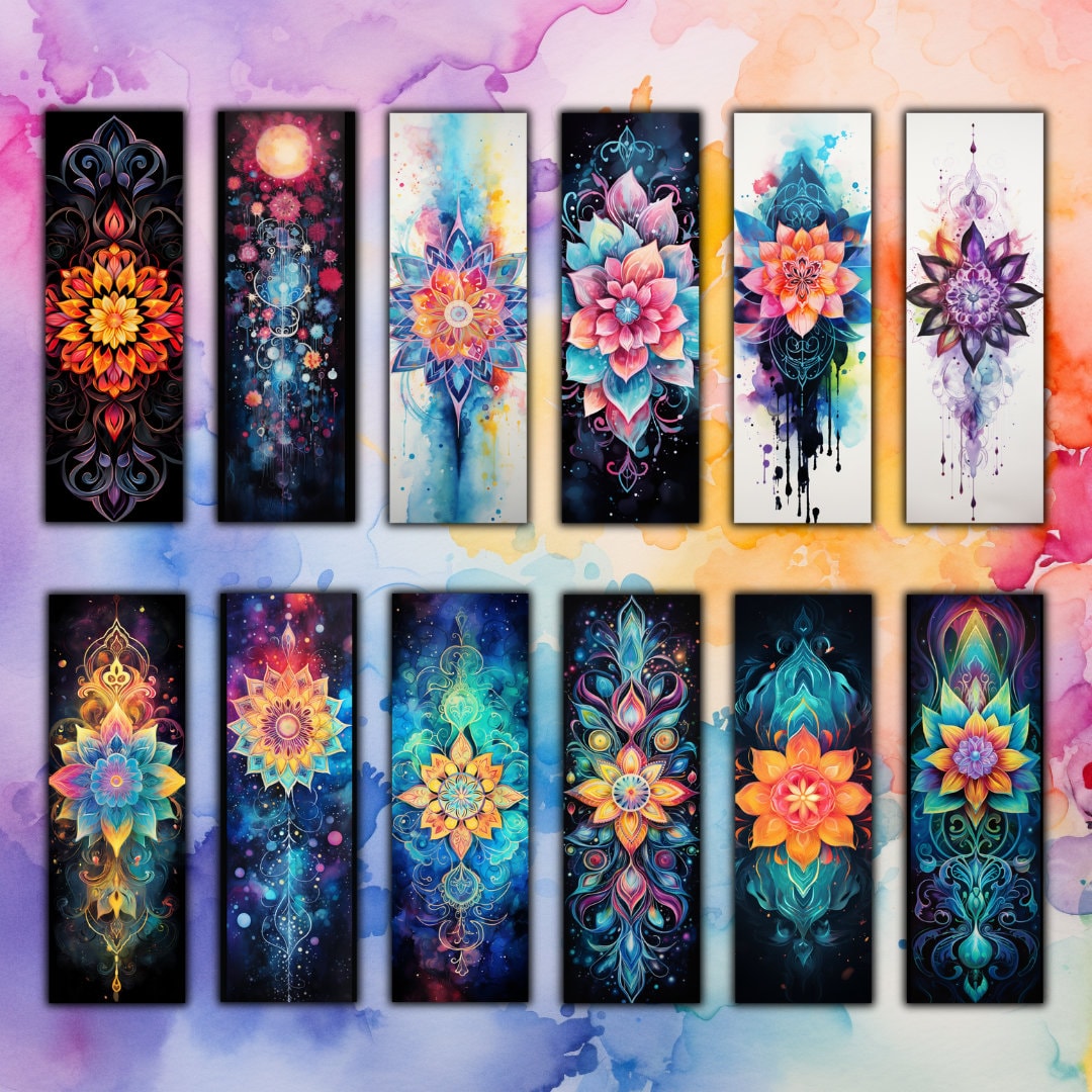 50 MANDALA Printable Bookmarks/ Digital Bookmark/ Design Bookmarks ...