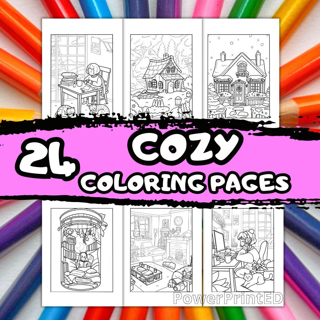 24 Cozy Coloring Pages Relaxing Coloring Sheets Hygge Coloring Pages