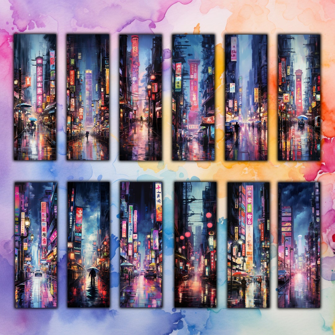 50 CYBERPUNK Printable Bookmarks/digital Bookmark/design Bookmarks ...